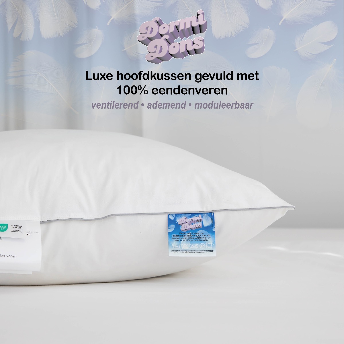 Dormi Dons | Modeleerbaar Veren kussen | 60x70 cm | Krachtige eenden ...